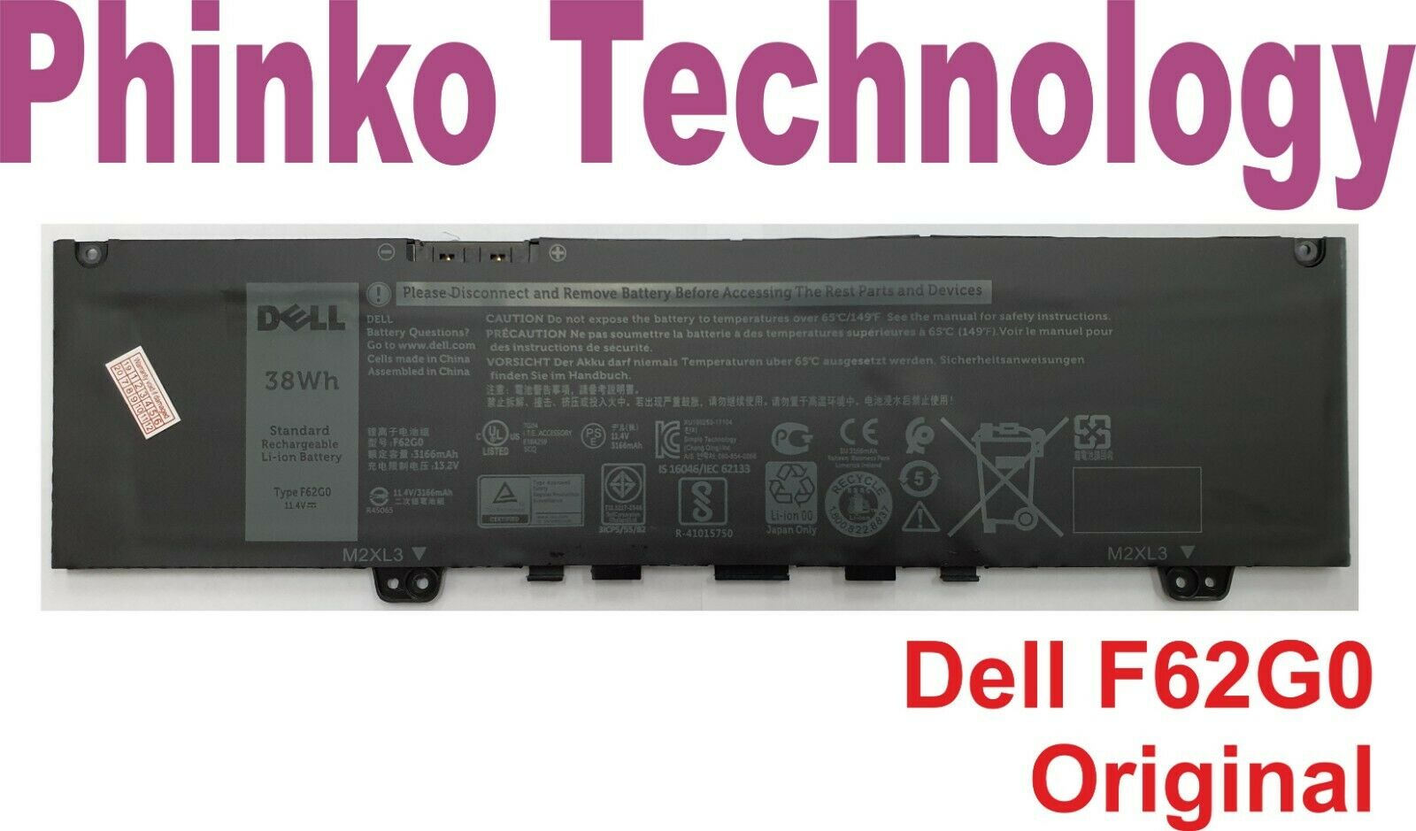 Original Battery for Dell Inspiron 13 7000 7370 7373 Vostro 5370 RPJC3